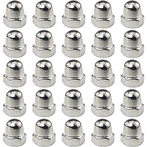 Acorn Nuts JianLing 25pcs Silver Tone 304 Stainless Steel Hex Nut Female Cap Decorative Cap Nuts Caps Covers M6 Acorn Nut