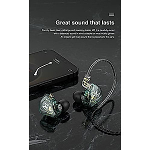 FEDAI TRN MT1 1DD HiFi Earphone Headphone, TRN MT1 in-Ear Earbud with New 10mm Composite Magnetic Dynamic Driver Over Ear Headset with Detachable C Pin 0.75MM Cable(No mic,Black)