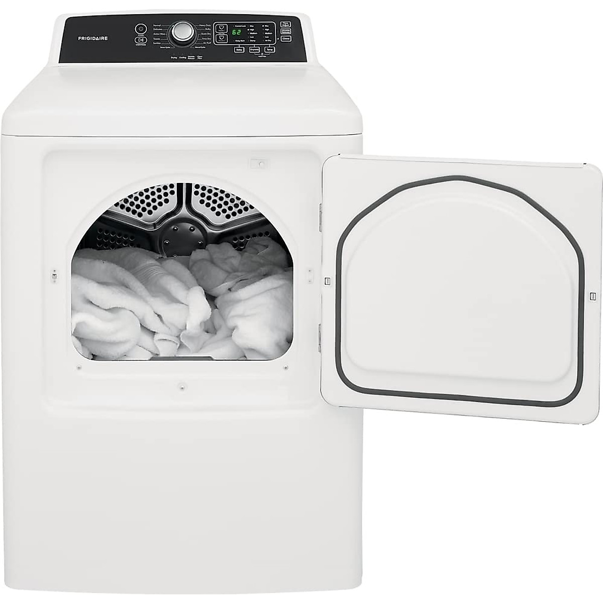 Frigidaire FFRE4120SW 6.7 cu. ft. Large Capacity Free Standing Electric Dryer, 10 dry cycles, Quick Dry, Active Wear, Sanitize, Eco Dry, Anti-Wrinkle, Reversible Door option, in White
