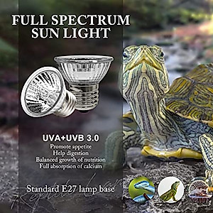 CRRZT Reptile Heat Lamp: 360° Rotatable, Timing & Dimming, 3Pack E27 UVB/UVA Basking Lights (1 * 25W & 2 * 50W)
