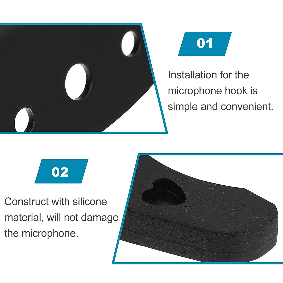 ARTIBETTER Microphone Holder for Mic Stand 4pcs Microphone Wall Hanger Wall Mounted Mic Holder Bracket Rack Clamp for Home Office Microphone Accessories Mic Holder for Stand