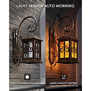 Solar Lantern Outdoor Hanging Lanterns - RGBING Solar Lanterns Outdoor Waterproof with Clips and Ground Stake, Flickering Led Solar Lanterns Garden Lanterns for Outdoor, Patio, Porch (2 Packs)