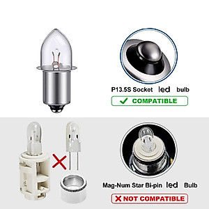 JOMITOP LED Bulb Replacement for Flashlight DC 4-24V, 3W 200LM, 4.5V 6V 9V 12V 15V 18 V Replacement Bulbs for 3 4 5 6 C/D Flashlights Torch