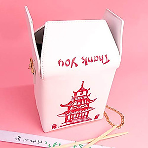 Bewaltz Fun Shape Purse Handbag, Statement Chinese Takeout Box To-Go Dine Out Red White