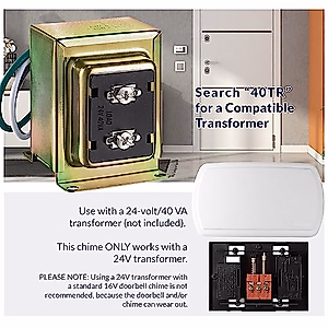 Newhouse Hardware CHM24V White 24-Volt Wired Doorbell Chime | Electrical Door Bell for Homes | Hard-Wired Door Chimes with Front Door Ding-Dong and Rear Tone | Home Improvement Electrical Equipment