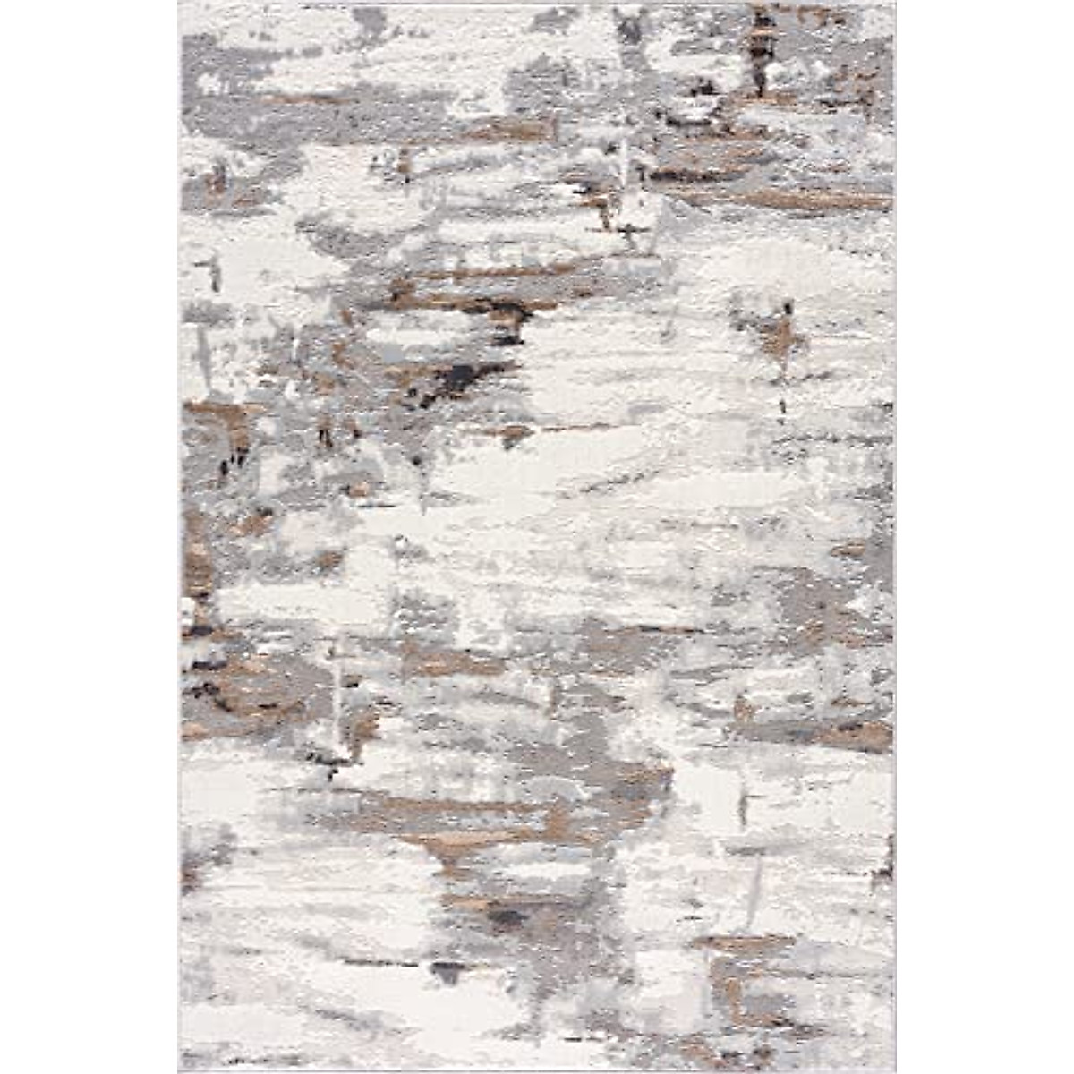 Abani Rugs 6' x 9' Contemporary Grey Paint Strokes Premium Area Rug - No-Shedding Modern Marble Design Dining Room Under Table Rug