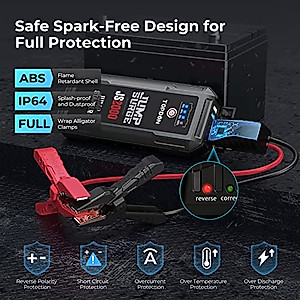 Car Battery Charger Jump Starter, TOPDON 2000A Peak Battery Jump Starter for Up to 8L Gas/6L Diesel Engines, 12V Portable Battery Booster Jump Starter Pack with Jumper Cables and EVA Protection Case