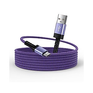 AILKIN Micro USB Charging Cable, 1 Pack 6FT Android Charger Cord Nylon Braided Fast Charging Cable Compatible Galaxy S6 S7 Edge,Kindle,Android & Windows Smartphones, PS4 and More-Purple