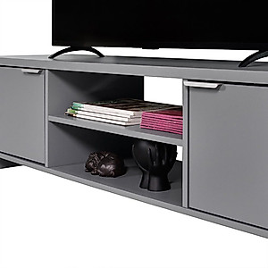Madesa TV Stand with Cabinet Storage and Open Shelves for 55, 65 Inch Media Storage Gaming Media Console Living Room Entertainment Center Modern Wooden Television Cabinet - Grey
