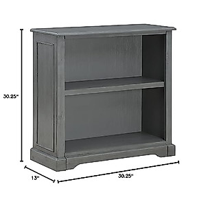 OSP Home Furnishings Country Meadows 2-Shelf Bookcase, Plantation Grey