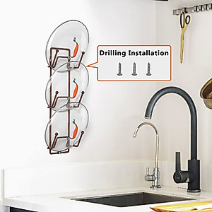 VZINO 2 Pack Pot Lid Organizer Rack for Cabinet Door/Wall, No Drilling Adhesive Wall/Door Mounted Pot and Pan Lid Holder, Plating Metal, Bronze