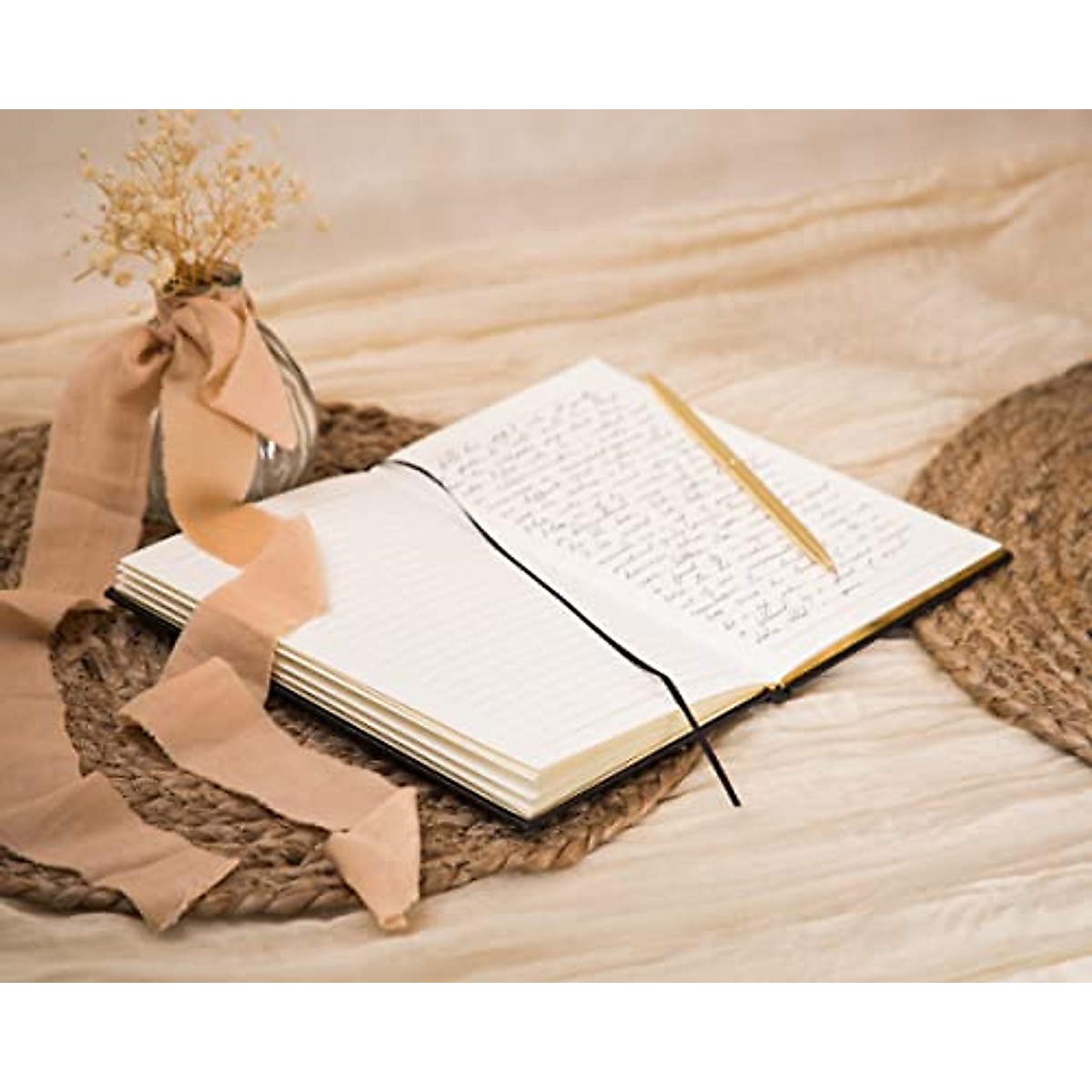 MUUJEE Wedding Officiant Book - Black Gold Embossed Hardcover Journal Notebook Pastor Sermon Notes Officiant Gift - Wedding Gift Ideas (Design 1)