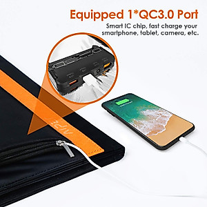 Aiper Foldable Solar Panel 160W with Voltmeter for Camping, Portable Solar Charger with 18V DC Output & USB Ports Zipper Pouch Kickstands Parallel Cable for Jackery Rockpals Power Station & Phones