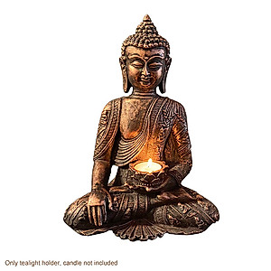 SYCOOVEN Buddha Statue Candle Holder,Meditating Buddha Tea Light Holder for Living Room Garden Home Decor Aromatherapy Accessory(Antique A)