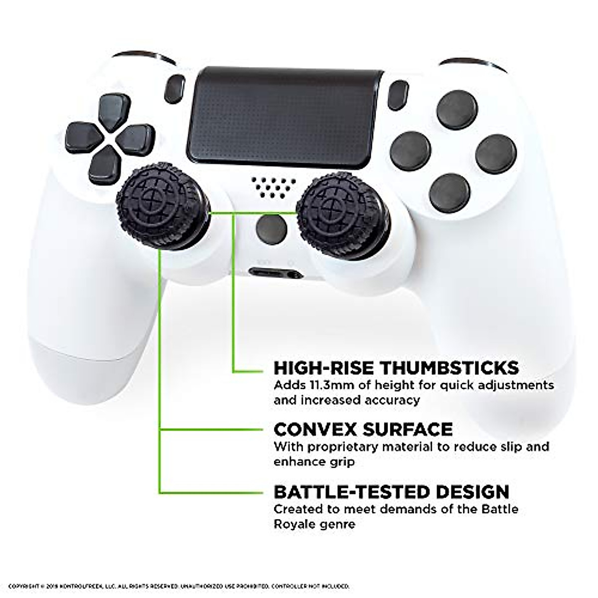 KontrolFreek FPS Freek Battle Royale Nightfall for PlayStation 4 (PS4) and PlayStation 5 (PS5) | Performance Thumbsticks | 2 High-Rise Convex Black