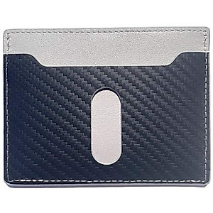 Motorsport Wallet - slim carbon fiber leather with RFID protection card case (Steel Grey)