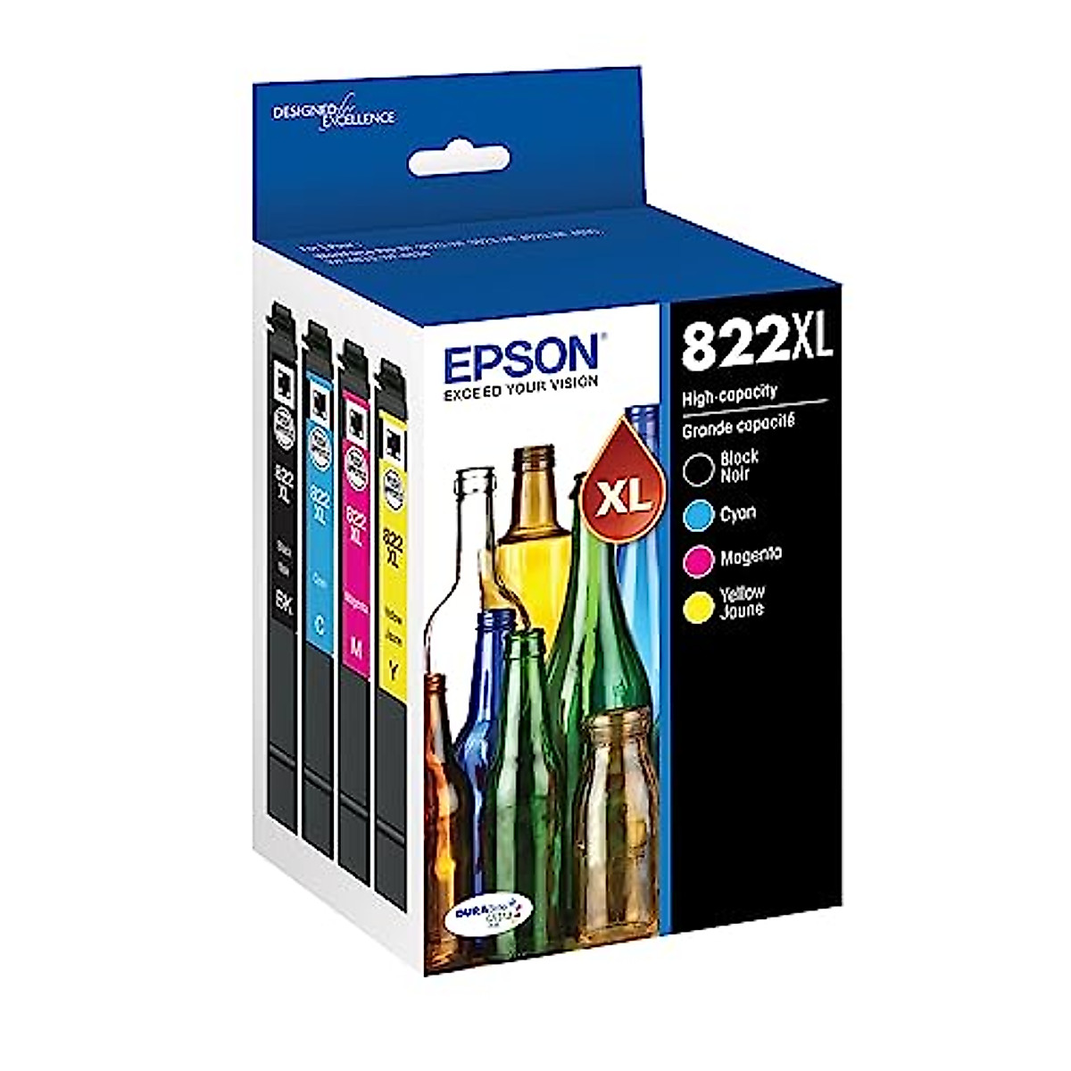Epson 822 DURABrite Ultra Ink High Capacity Black & Color Cartridge Combo Pack (T822XL-XCS) Works with Workforce Pro WF-3820, WF-3823, WF-4820, WF-4830, WF-4833, WF-4834