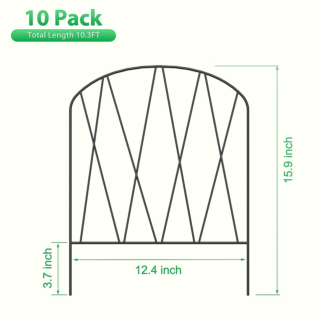 10 Pack Decorative Garden Fence 10.3 ft (L) x 15.9 in (H) Small Garden Fence Animal Barrier Arched Rustproof Garden Fence Border Rabbit Metal Flower Bed Fencing for Yard Patio Outdoor Landscape