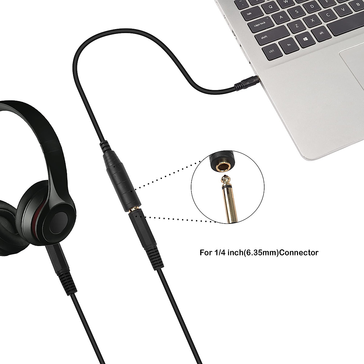 PNGKNYOCN 1/4 to 3.5mm Audio Adapter, 3.5mm (1/8 inch) TS Male to 6.35mm (1/4 inch) TS Female Short Cord for Amplifiers, Guitar, Home Theater Devices (0.3M)