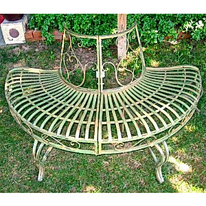 Generic Half Round Tree Bench 30.5"" High- Iron - Antique Green Finish, Large