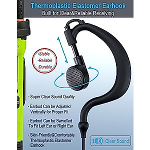commountain CP200D CLS1410 Earpiece Compatible for Motorola Radios R2 CLS1110 CP100D CP200 CP185 BPR40 BPR40D DTR700 DTR650 RDU4100 RDU4160D RMU2040 RMU2080D CLS CP, G Earhook Headset Ear Piece-2 Pack