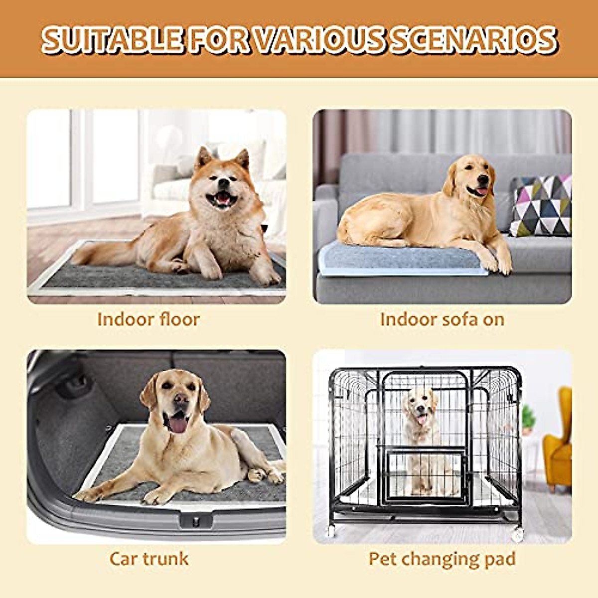 HIDOGGYLD Dog Pee Pads Extra Large 28" x 34", 30 Count, Charcoal Puppy Pads XL, Potty Pet Training Pads with Adhesive Sticky Tape, Super Absorbent & Leak-Proof Disposable Pad for Doggies