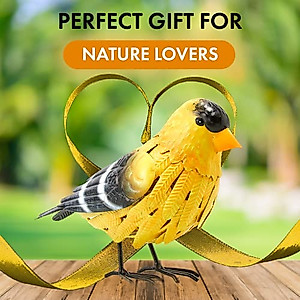 American Goldfinch Metal Garden Bird, Yard Sculpture Art- Large Realistic Standing Gold Finch Bird - Outdoor Fall, Winter, Spring, Summer Decoration- Decor - Perfect and Sympathy Gifts