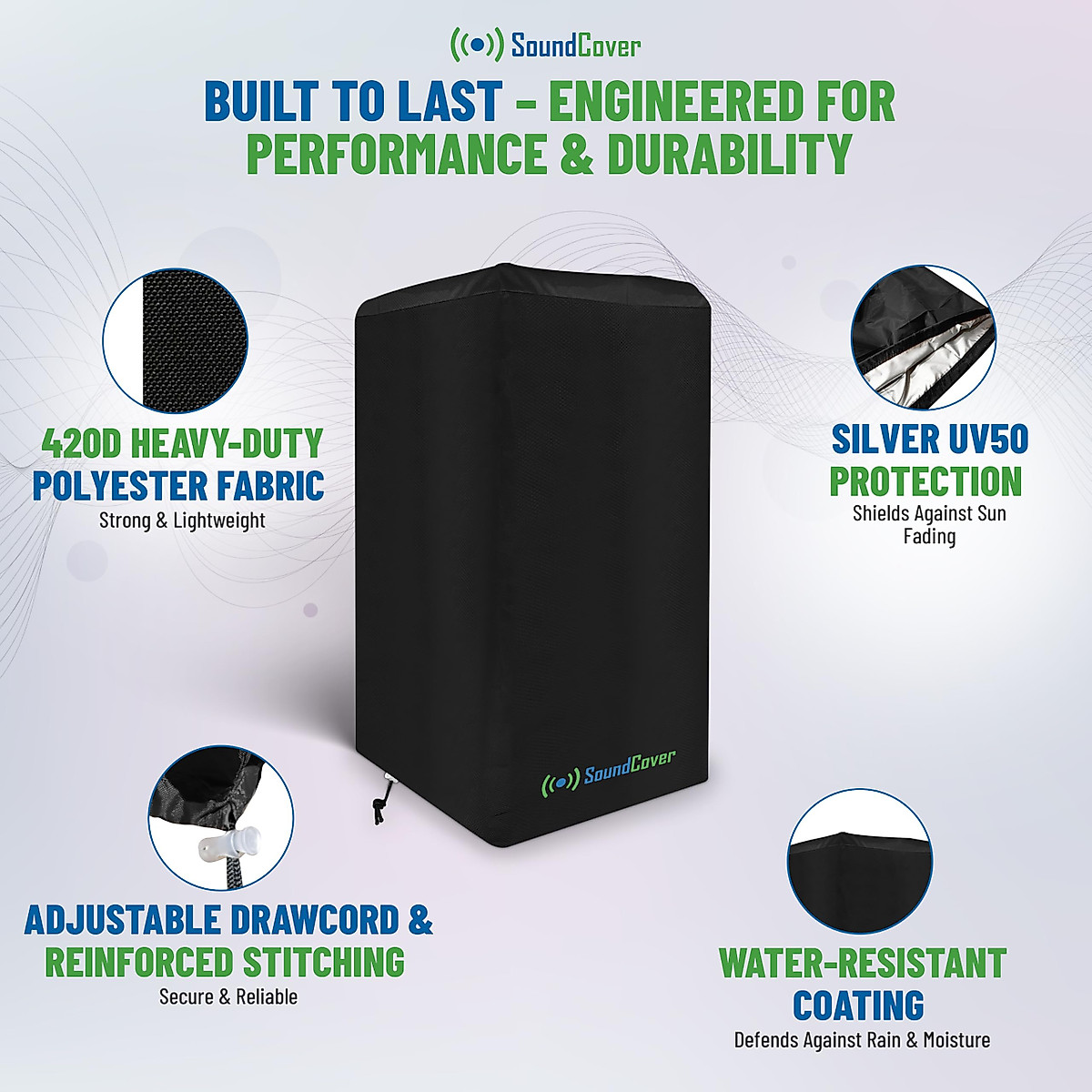 12-Inch PA/DJ Speaker Cover – Black 420D Polyester with Silver UV50 Coating – Water-Resistant, Protective Bag for Stand-Mounted Powered Speakers – Lightweight, Open-Bottom Design (Single Cover)