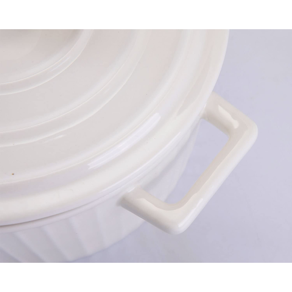 WHJY White Colorful Ceramic Casserole Dish with Lid，1 Quart Ceramic Casserole Pan for Bakeware Oven