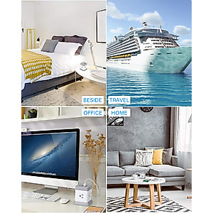 Power Strip with 4 Outlets 3 USB Ports, BEVA Cube Extension Cord Flat Plug Small Desktop Charging Station with 5ft Power Cable Multi Protection for Travel, Cruise Ship, Office, Dorm Room Grey