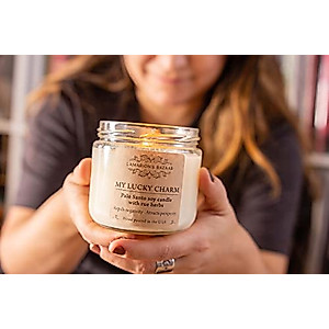 My Lucky Charm - Cleansing Palo Santo with Rue (Ruda) Herbs - Large Candle for Healing, Good Luck and Protection - 12 oz. Soy Candle in a Kraft Box