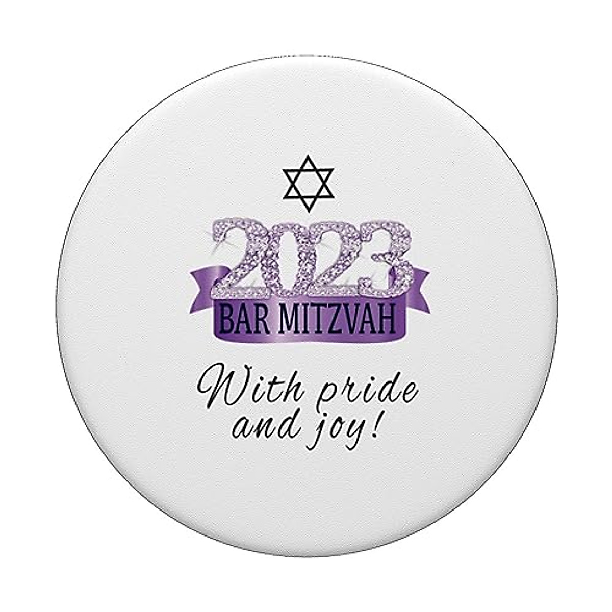 2023 Bar Mitzvah I Pride & Joy I White Purple Banner Decor PopSockets Standard PopGrip