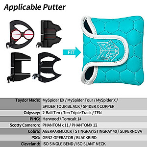 MAZEL Embroidered Golf Putter Head Cover Magnetic Closure Mallet Putter Headcover for Taylormade Odyssey Titleist Scotty Cameron Callaway Ping,Blue