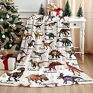 Dinosaurs Blanket Gifts Super Soft Lightweight Flannel Dinosaurs Bed Alphabet Blankets Throw for Kids, Adult, Suitable for Couch, Sofa, Bed, Camping, Travel All Seasons 40"x50" for Kid