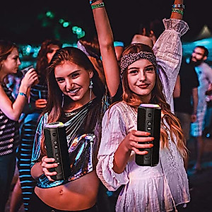 Ortizan Bluetooth Speakers, 40W Wireless Speaker with Bluetooth 5.0, IPX7 Waterproof Outdoor Speaker, 30H Playtime, Rich Bass, LED Lights, Stereo Pairing, Portable Speaker for Beach, Pool, Party
