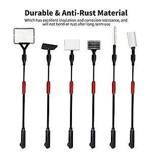 SVECKE Fish Tank Cleaning Tools, 6-in-1 Aquarium Cleaning Tools, Adjustable Fish Tank Cleaning Kit with Long Telescopic Handle, Multi-Function Aquarium Cleaning Kit for Saltwater Freshwater