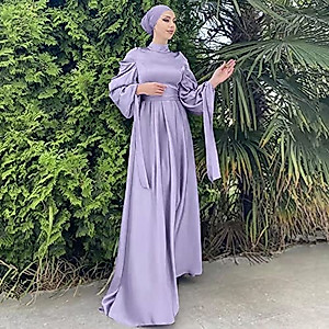 Dress Kaftan Arab Muslim Islamic Abaya Sleeve Casual Womens Solid Dress Women's Casual Dress Purple