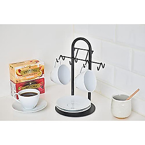 ikloo Metal Small Coffee Cup Stand, Tabletop Coffee Cup Rack Holder, Drying Display Rack, Coffee bar Accessories, Kitchen Counter Organizer, Tea Cup Rack Stand, Cup Rack for Counter Black.