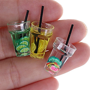 CoscosX 13 Pcs 1:12 Colourful Cocktail Cup Drink Juice Tea Beverage Bottle Jam Jar Toys,Simulation Drink Wine Glass Model for Dollhouse,Dolls House Miniature Toy Doll Food Kitchen Accessory Bar Decor