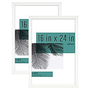 MCS Studio Gallery 16x24 Poster Frame White Woodgrain, Vertical & Horizontal Wall Hanging Large Picture Frame for Photos, Posters & Art Prints (2-Pack)
