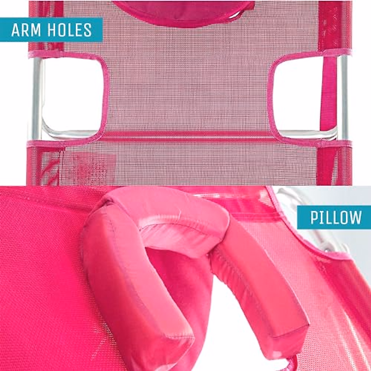 Ostrich 3N1 Lightweight Lawn Beach Reclining Lounge Chair with Footrest, Outdoor Furniture for Patio, Balcony, Backyard, or Porch, Pink