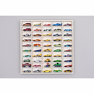 Rustic Roots Car Display Shelf - Wooden Wall Mount Hot Wheels, Matchbox, and Diecast Case for 50 Cars