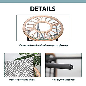 Super Patio 3 Piece Patio Set, Outdoor Furniture Wicker Bistro Set Rattan Chair Conversation Sets with Coffee Table and Cushions, Turquoise/Gray