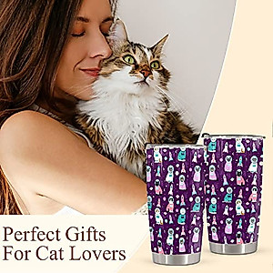 20oz Tumbler Funny Cat Gifts For Women Cat Lovers Girls Kids - Cats Love Skull Cats Gifts For Wife Mom Grandma Coworker - Birthday Gifts for Her Cat Tumbler with Lid Double Wall Insulated Coffee Mug
