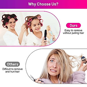 Self Grip Hair Rollers Curlers 16 Pcs Set with 8Pcs Hair Rollers 2 Sizes (4 Jumbo & 4 Large) and 8 Pcs Hair Clips for Long Medium Short Thick Fine Thin Hair Volume