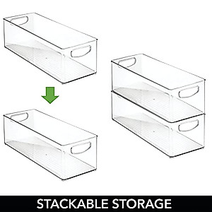 mDesign Plastic Video Game Organizer - Game Storage Holder Bin with Handles for Media Console Stand, Closet Shelf, Tower, and Bookshelves - Holds Disc, Video Games, Head Sets - 8 Pack - Clear