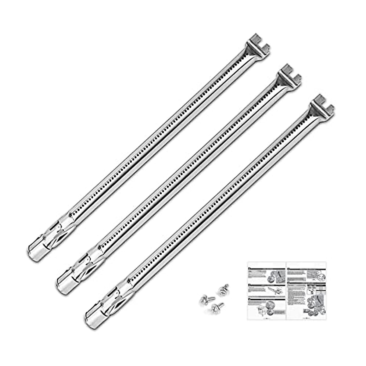 GRISUN 62752 19.5 Inch Grill Burner for Weber Genesis 300 Series 304 Stainless Steel - Genesis E310 E320 E330 S310 S320 S330 Gas Grills with Front Control (2011-2016)