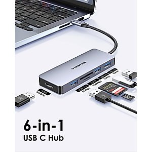 LENTION USB C Hub with 4K HDMI, 3 USB 3.0, SD/Micro SD Card Reader Compatible 2023-2016 MacBook Pro, New Mac Air/Surface, Stable Driver Certified Multi-Port Adapter (CB-C18, Space Gray)