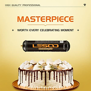 LesooWhip 615g Whipped Cream Charger 1 Box Pure N2O Tank 0.99 Liter Nitrous Oxide Cylinders with Most Cream Whippers(6 cylinders)