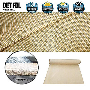 TANG Sunshades Depot 6'x50' Shade Cloth Beige Fabric Roll Up to 95% Blockage UV Resistant Mesh Net for Outdoor Backyard Garden Plant Barn Greenhouse Weddings Placemat Crafts Decorate Swing
